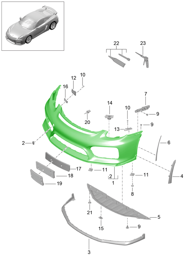 Porsche 981 Cayman GT4 Front bumper 98150531380 - 98150531380 | Design 911