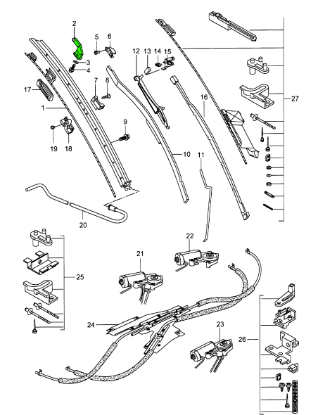 Porsche 993 TARGA Guide Rail Support 99356253500 99356253600che 964 ...