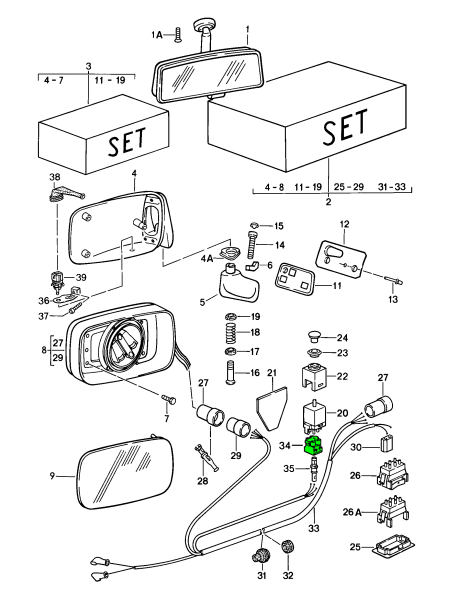 Porsche Door Mirror Switch | Design911 Electronic Mirror Adjustment ...