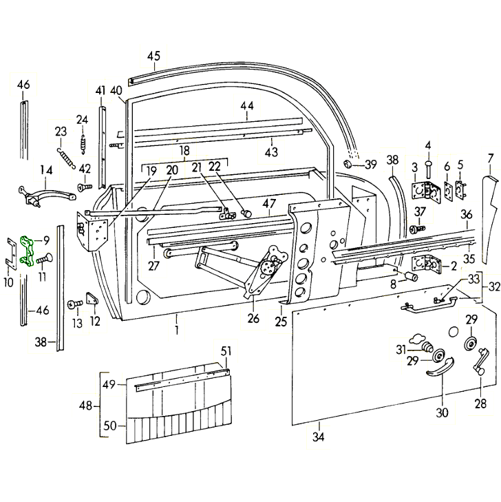 Porsche 356 Door lock striker plate 5 hole 64453170100 - 64453170100/1 ...
