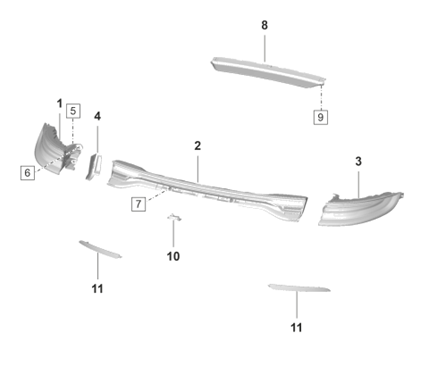 Rear bumper reflector. Porsche 971.2 Panamera 971945105C 971945106C ...