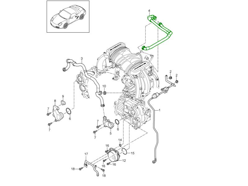 Crankcase Breather Hose. Porsche 987.2 Boxster / Cayman MKII 2009-12 ...