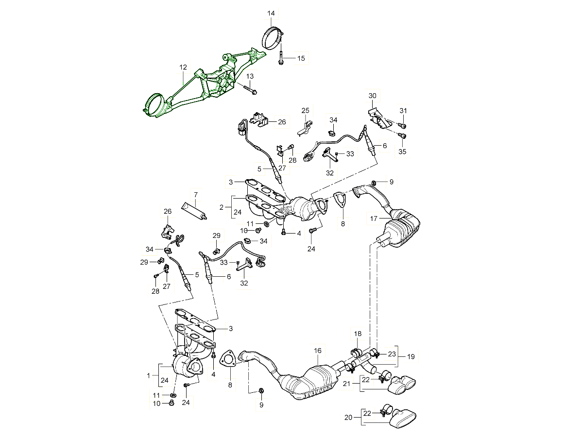 Porsche 987 Boxster Cayman Tiptronic Support bracket for exhaust ...