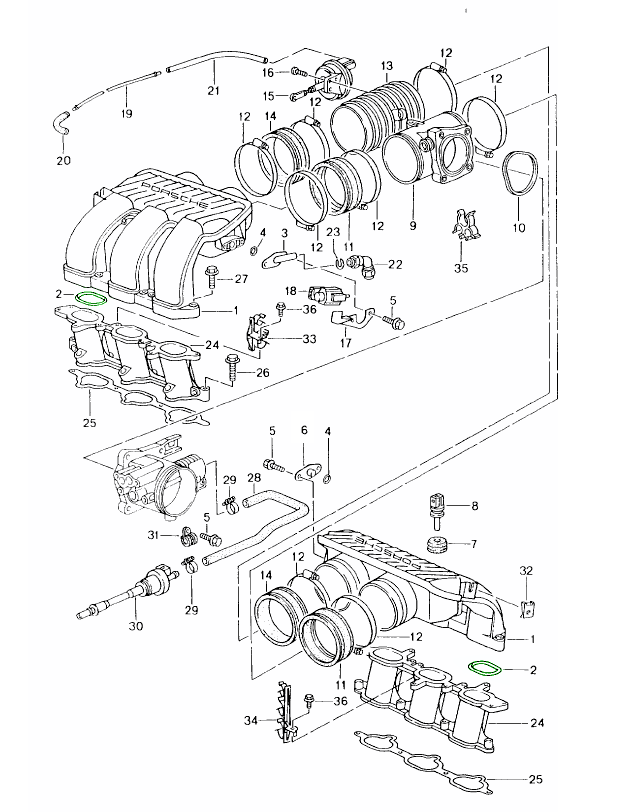 Porsche 996 997 Intake manifold gasket 99711024700 - 99711024700 ...