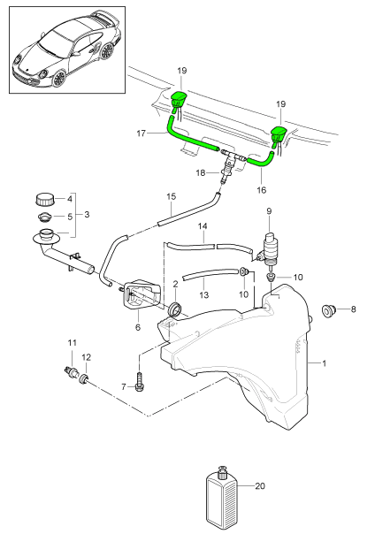 Original Porsche 99762807700 Windscreen washer jet nozzle for Porsche ...