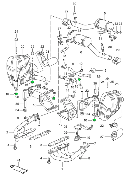 Porsche 996 997 Exhaust Hexagon Head Bolt 90038000509 90038000501 ...