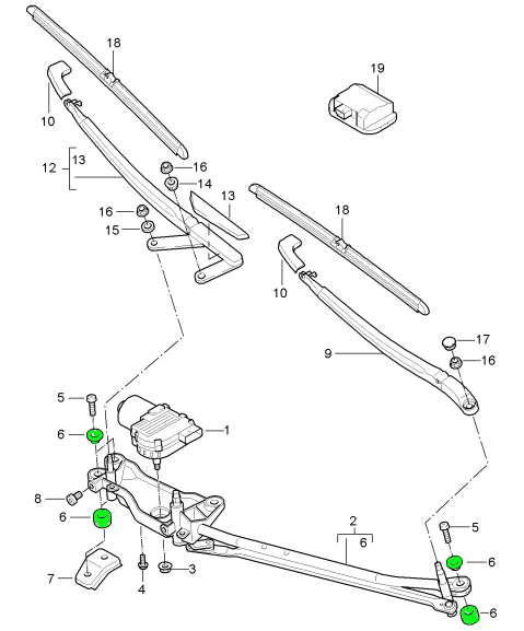 Porsche Wiper Mechanisms | Genuine & Aftermarket Linkages & Parts ...