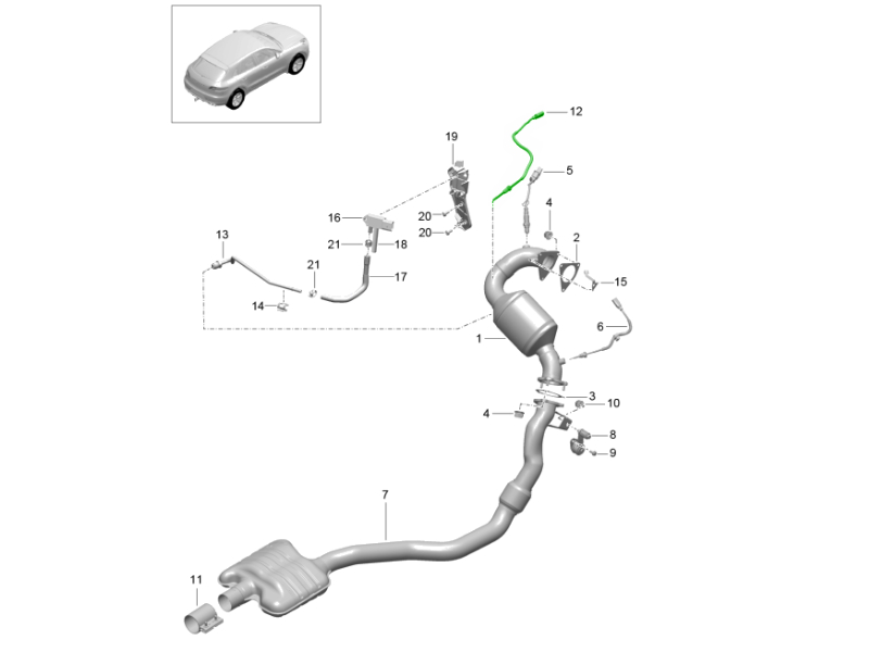 Gas temperature sensor. Porsche 95B Macan 3.0L 4H0906088AA 0986259188 ...