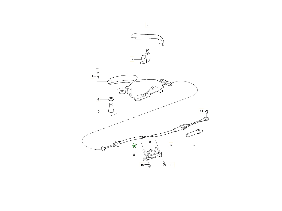 Handbrake Cable Holder. Porsche 987 Boxster / 987C Cayman 99950782740 ...