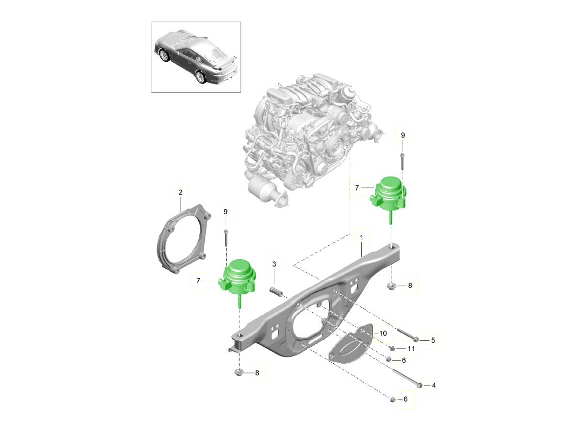 Porsche 991 GT2 GT3 Engine mount 99137505986 - 99137505992 | Design 911