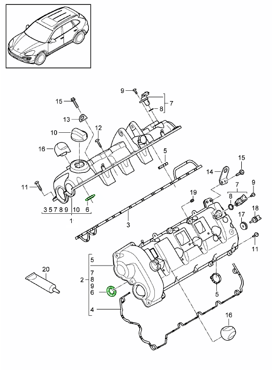 Porsche 958 Cayenne 970 Panamera Camshaft adjuster seal 94810593800 ...