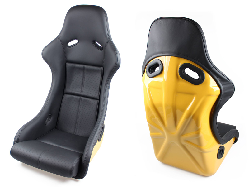 Seats in racing style Black leather with yellow seat shell for Porsche ...