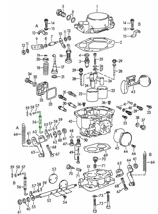 Porsche 356 Pump control link Zenith 32NDIX Carbs 61610080900 ...