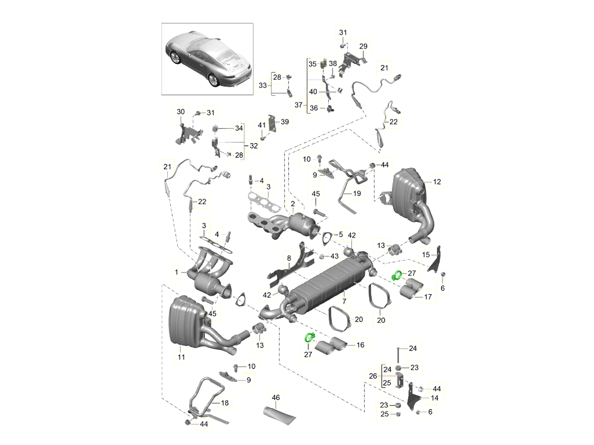 Exhaust tail pipe clamp Porsche 997.2 / 991.1 / 991.2 99711124030 ...