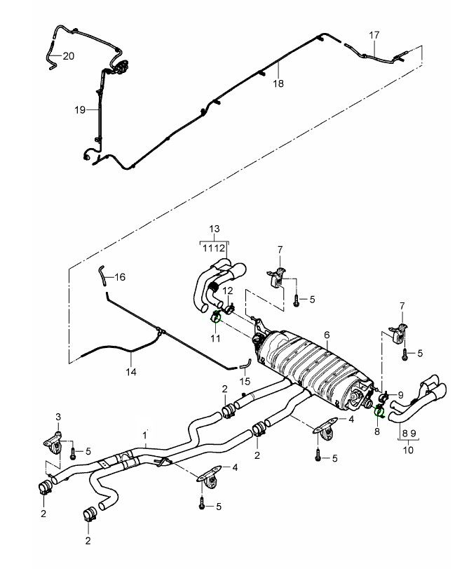 Porsche 957 Cayenne Exhaust manifold clamp 95511110870 95511110850 ...