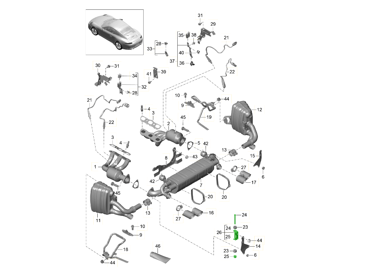 Porsche 991 Carrera Exhaust retaining bar 99111147701 - 99111147701 ...