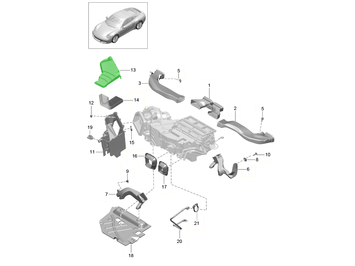 Porsche 991 981 982 Boxster Cayman Pollen filter housing lid cover RHD ...