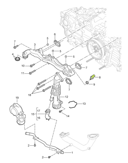 Water coolant temperature sensor. Porsche 987.2 Boxster / Cayman / 997. ...