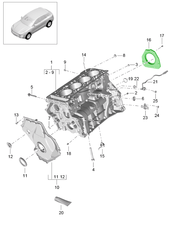 Porsche 95B Macan Crankshaft seal with flange 95810317110 - 95810317110 ...