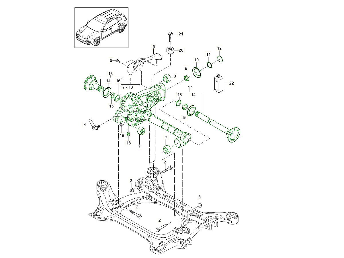 Porsche 958 Differential front axle final drive 9583490117X 9583490117U ...
