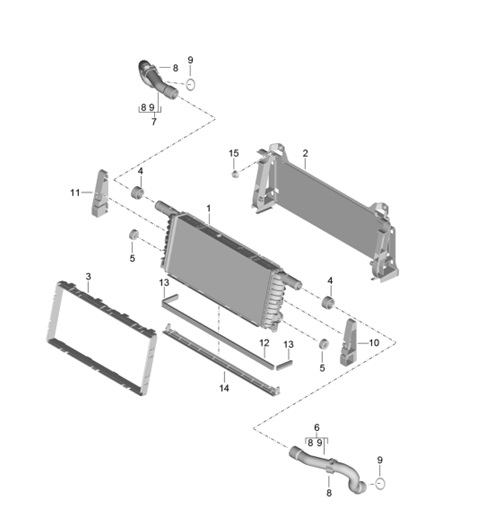 Bracket centre water radiator. Porsche 718 Boxster / Cayman - 9P1121245 ...