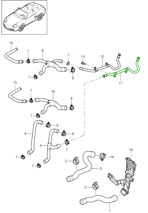 Original Porsche 98710667400 Cooling water pipe for Porsche 987.1 ...