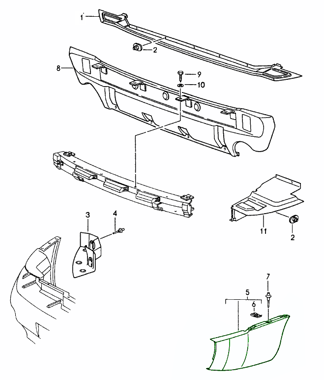 Porsche 993 Rear Bumper Heat shield 99350527800 99350527700 99350565500 ...