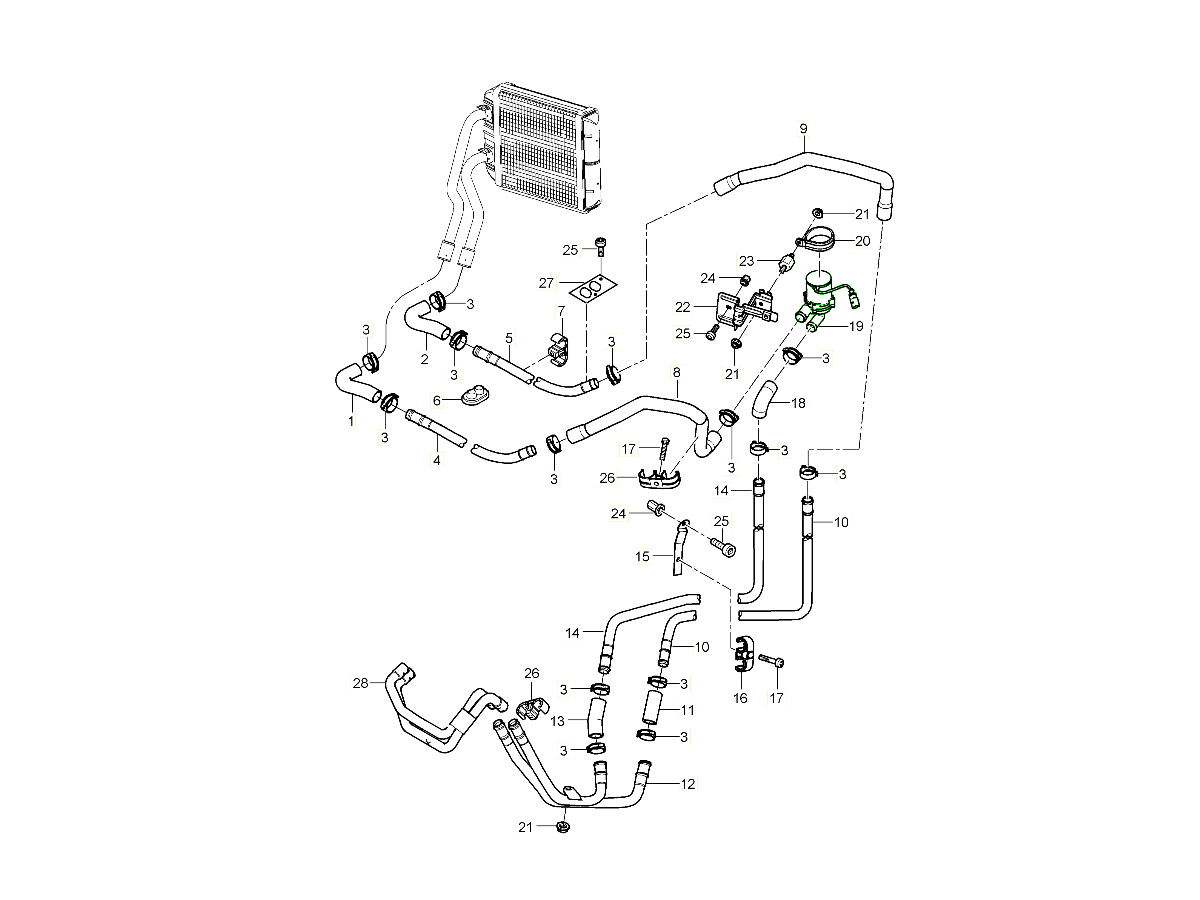 Coolant pump auxiliary heating. Porsche Cayenne 955 4.5L 957 4.8L ...