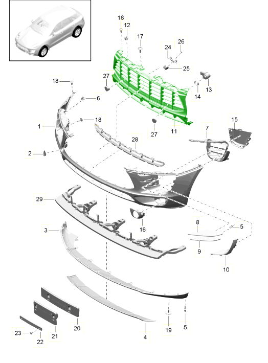 Original Porsche Front bumper grille For Porsche 95B Macan ...