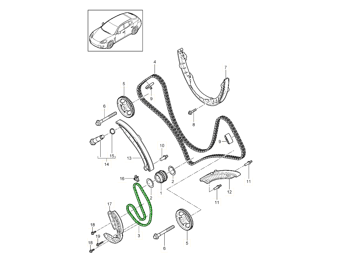 Engine Oil Pump Drive Chain Porsche 970 Panamera 3.6L 2010-2016 ...
