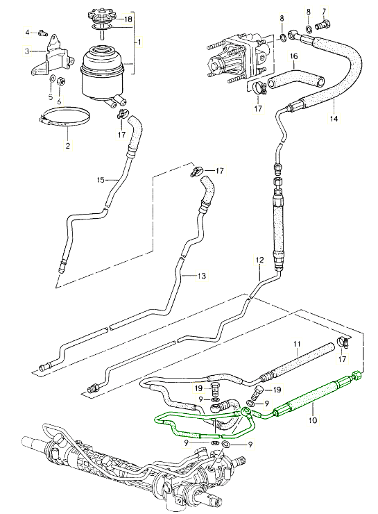 Original Porsche Power steering pressure line for Porsche 993 RHD ...