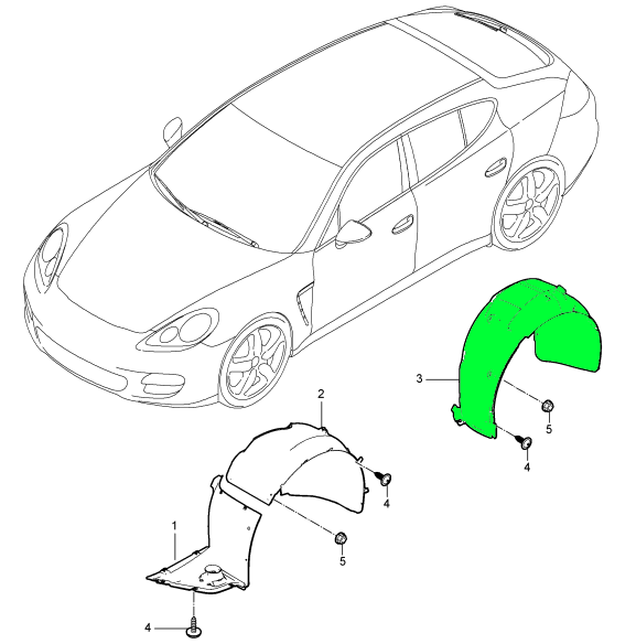 Porsche 970 Panamera Wheel Arch Liner Rear 97050413404 ...