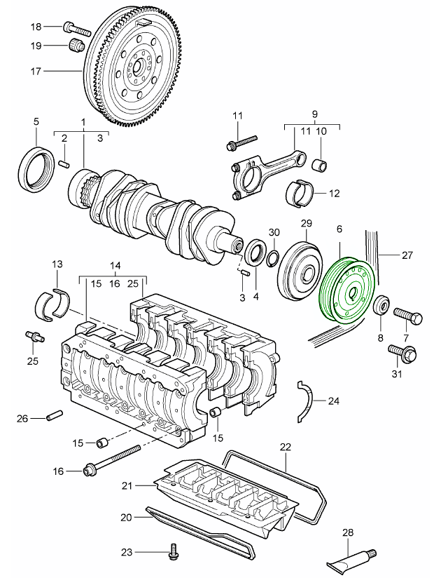 Crankshaft Pulley. Porsche 986 Boxster / 987 Boxster / 987 Cayman / 996 ...