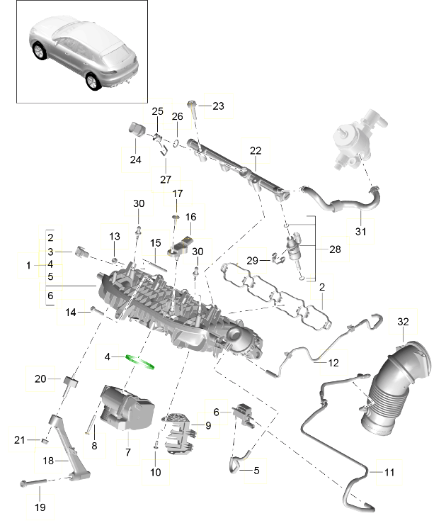 Porsche Macan Intake manifold housing gasket 95813307300 - 95813307300 ...