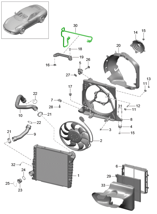 Porsche 991 981 Boxster Cayman Radiator coolant vent line 99110676502 ...