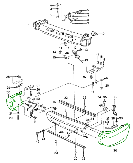 Rear Bumper Lining Prime Coated. Porsche 965 Turbo 96550516300G2X ...