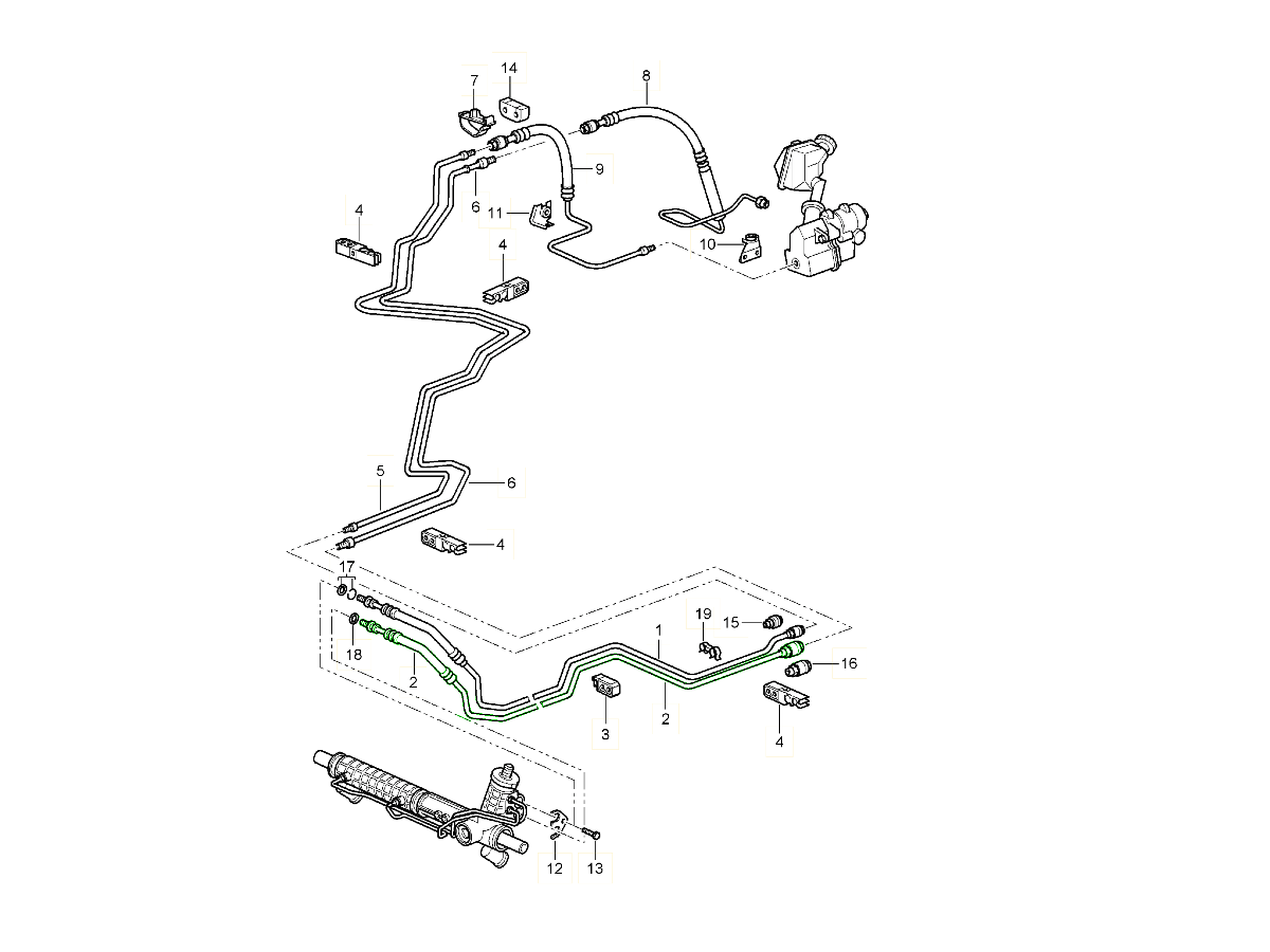 Porsche 996 986 Boxster Power steering return line 99634745012 ...