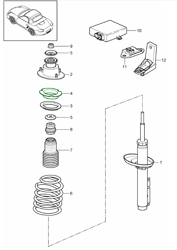 Porsche 987 Boxster Shock absorber centring ring 98733350901 ...
