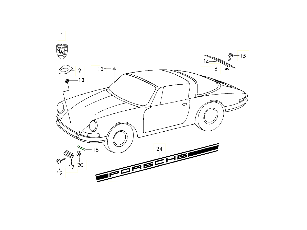 Porsche 911 Horn Grille Top Rubber Seal - 91155943900/8 | Design 911