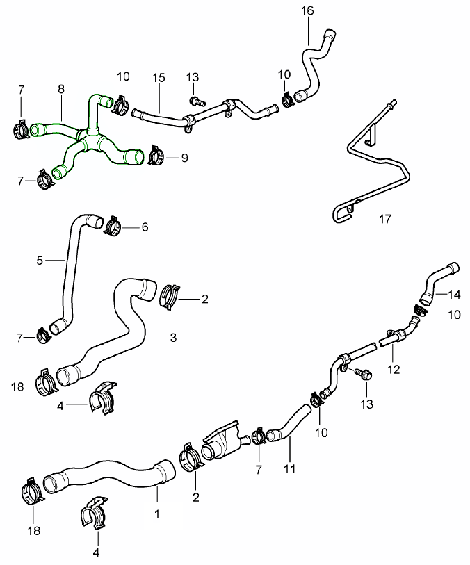 Porsche 986 Boxster coolant hose 99610652204 99610652202 - 99610652204 ...