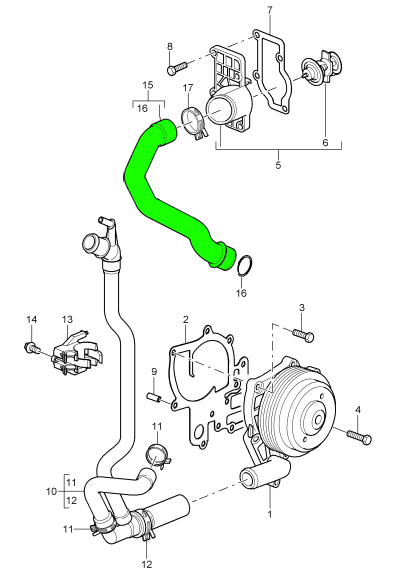 Porsche 997 Carrera Coolant Return Hose 99710683204 - 99710683204 ...