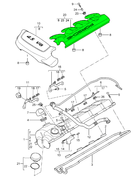 Porsche 955 Cayenne Engine Cylinder Cover 95510514100 - 95510514100 ...