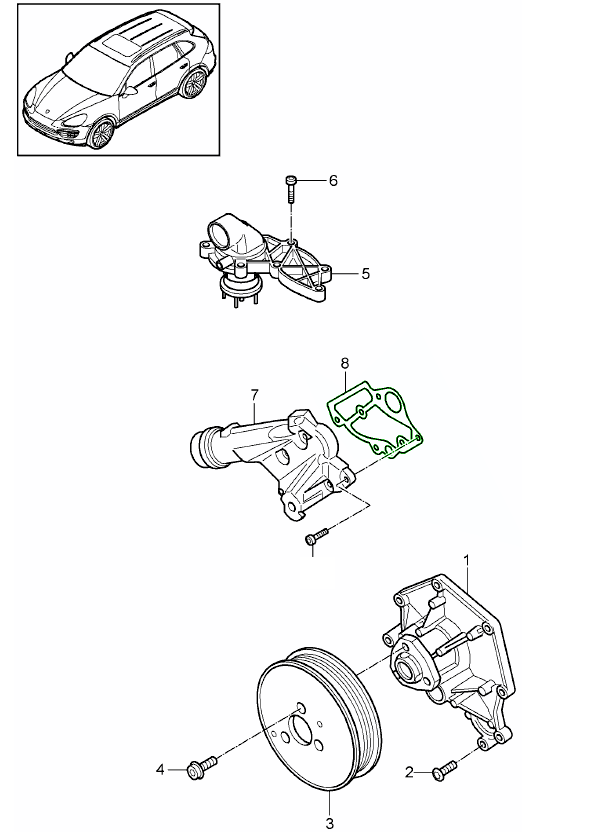 Porsche Cayenne Coolant flange seal gasket 95810643100 - 95810643100 ...