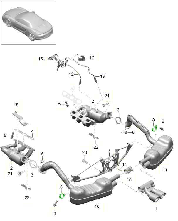 Porsche 981 Boxster Cayman Exhaust silencer clamp 98111128102 ...