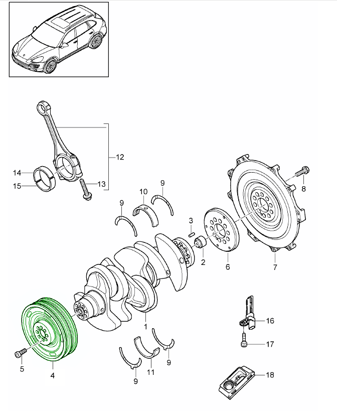 Porsche 95810224111 Crankshaft pulley with dampener for Porsche 958 ...