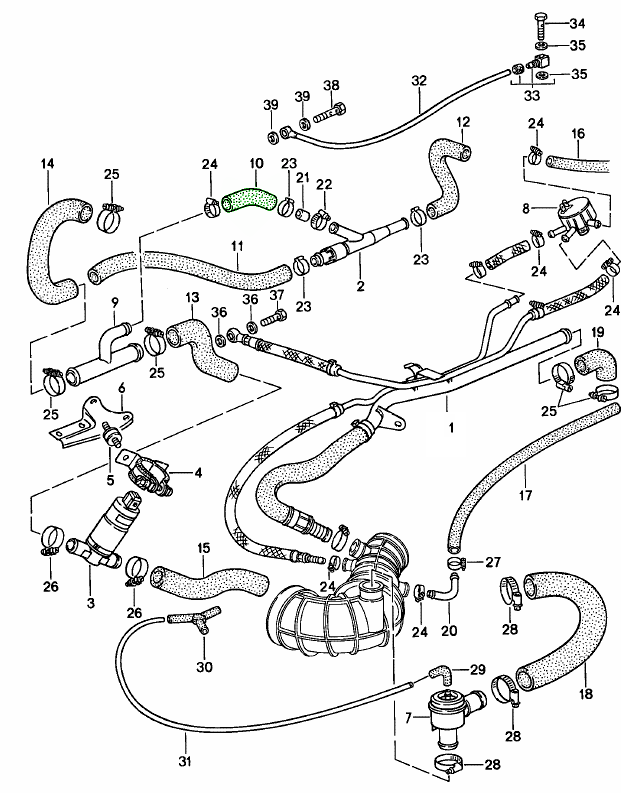 Porsche 944 Turbo Vacuum hose for idle speed adjuster 95111021901 ...