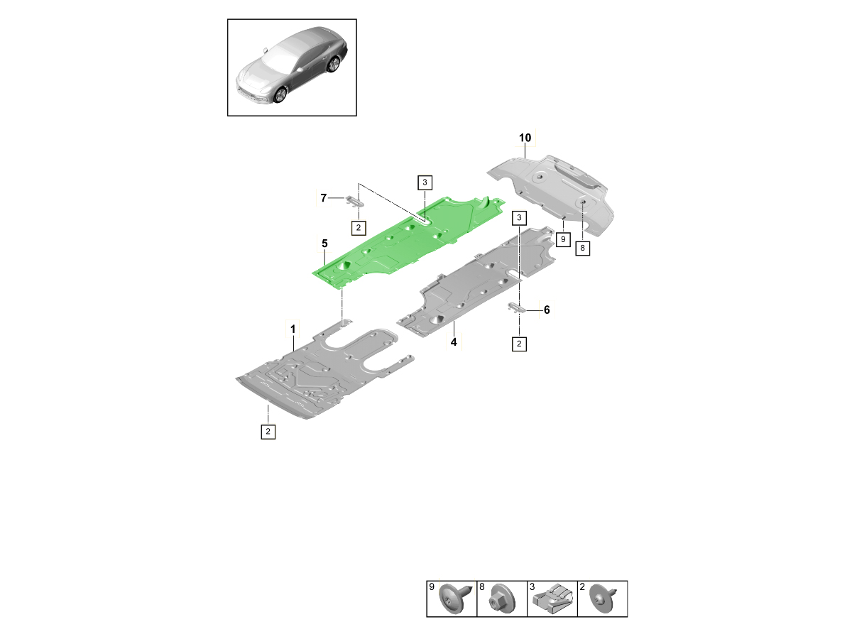 Undertray cover Centre Right Porsche 971 Panamera 971825522Q 971825522F ...
