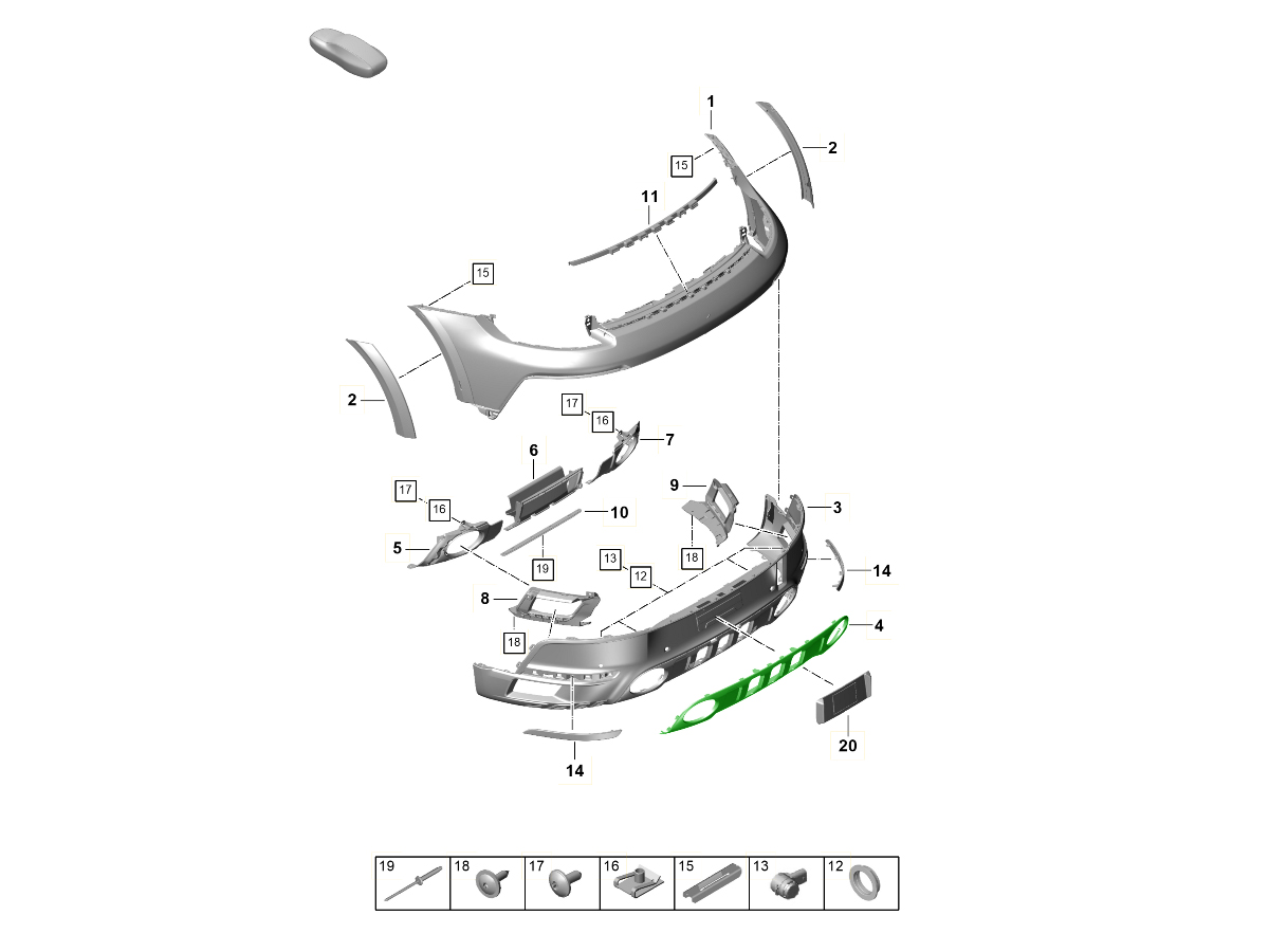 Trim rear bumper exhaust surround stainless steel. Porsche 992 Dakar ...