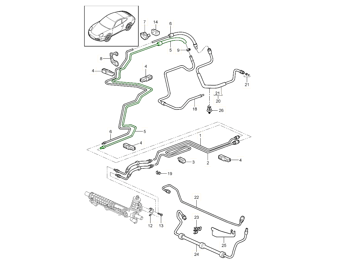 Porsche 997 Power steering return line 99734743918 - 99734743918 ...