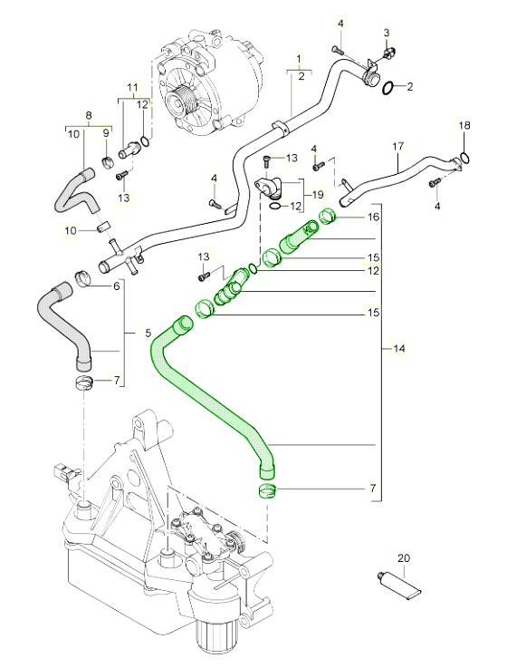 Buy Porsche Cayenne 9PA (955) 2003-2006 Water / Coolant Hoses | Design 911